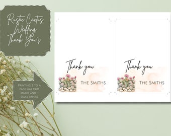 Rustic Cactus Thank You Card Southwestern Boho Printable Digital File ...