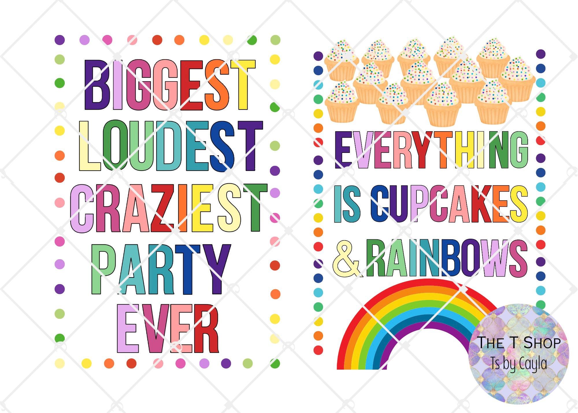 Trolls Birthday Party Signage, Cupcakes & Rainbows (PNG) - Etsy