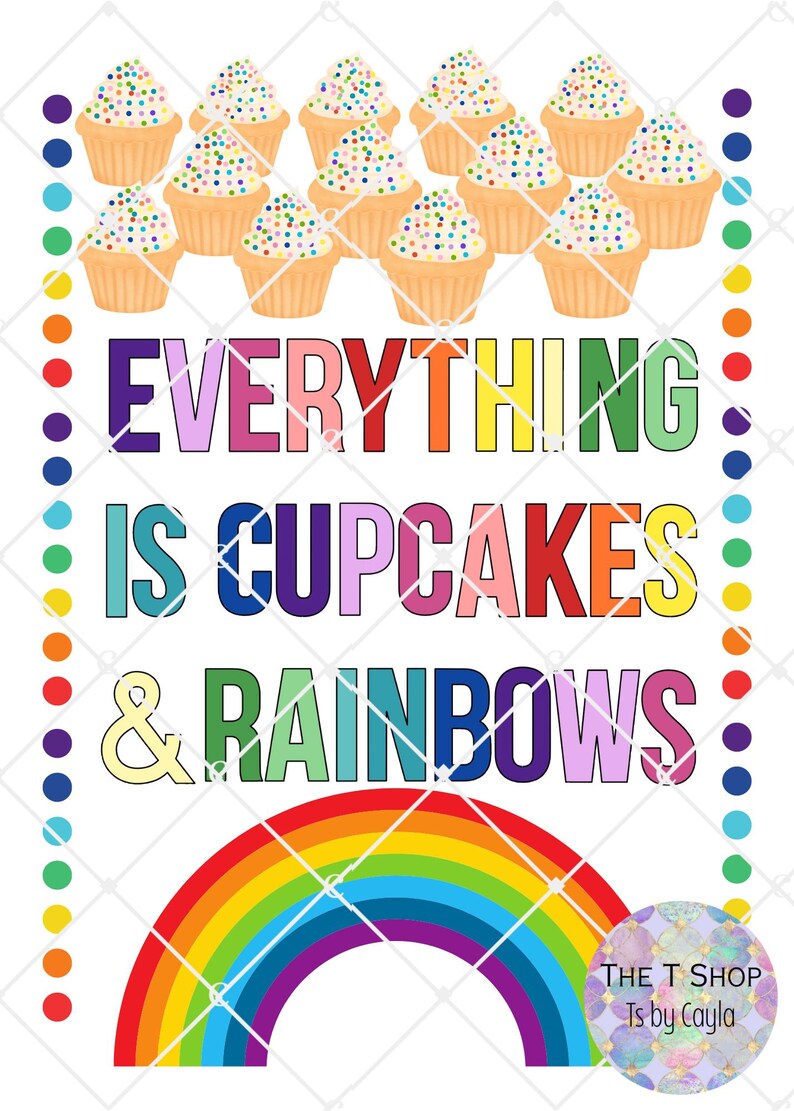 Trolls Birthday Party Signage, Cupcakes & Rainbows (PNG) - Etsy
