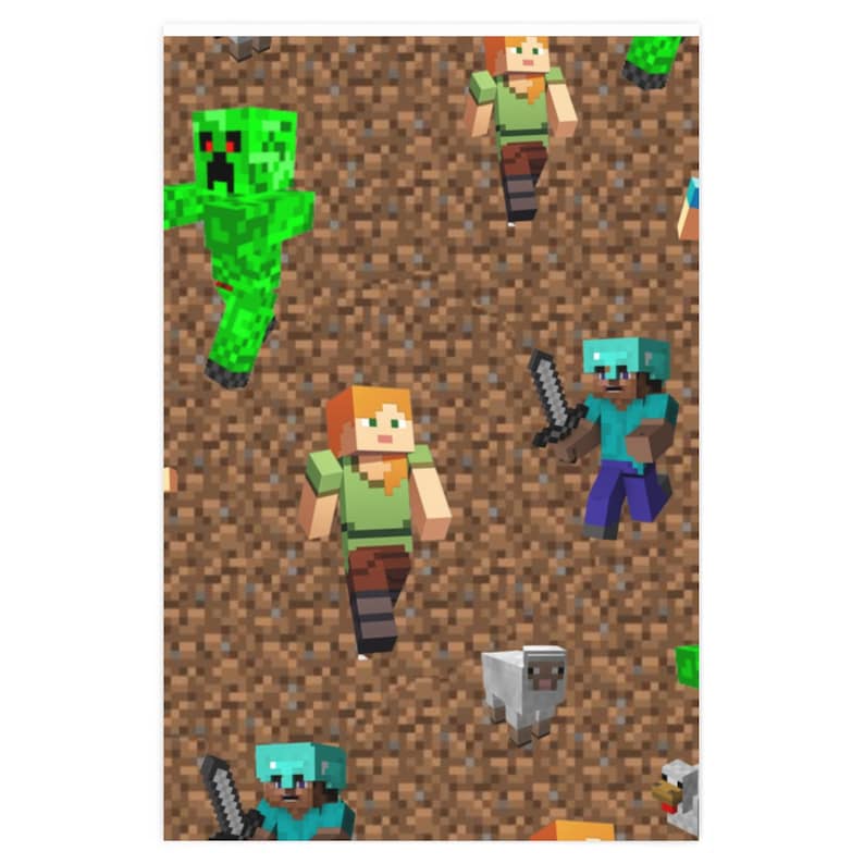 Minecraft Wrapping Paper Personalized Wrapping Paper Videogames ...