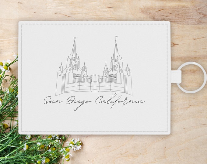 LDS Temple Recommend Holder, San Diego California Temple Faux Leather ...