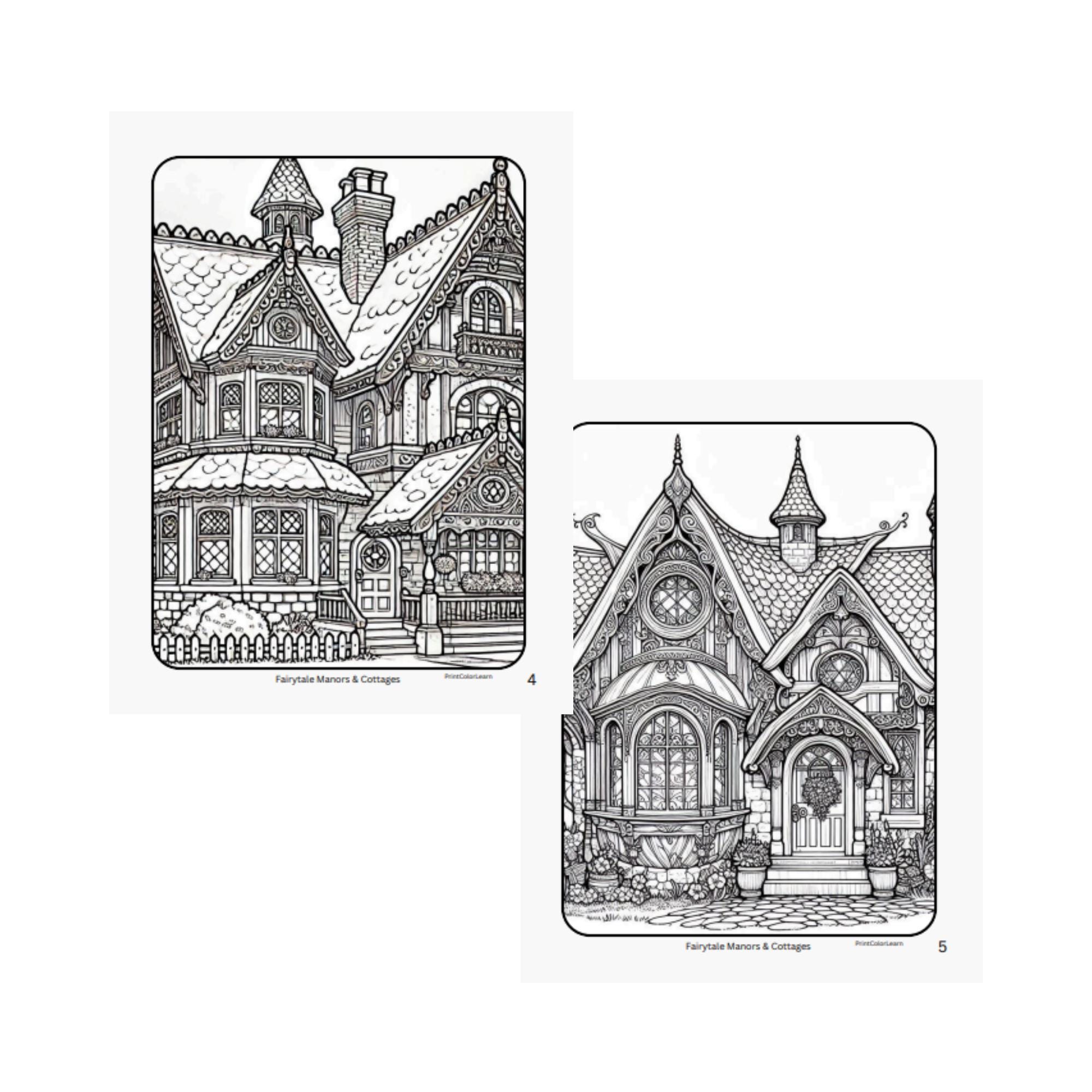 Fairytale House Coloring Enchanting Cottages Fantasy Manors for ...