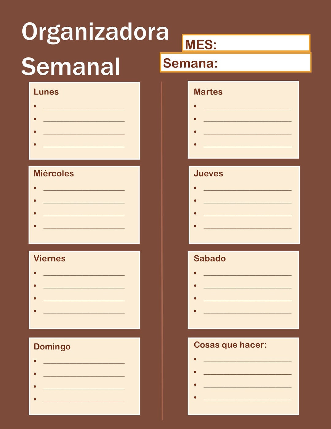 Digital Weekly Planner, Instant Download, Organizadora Semanal ...