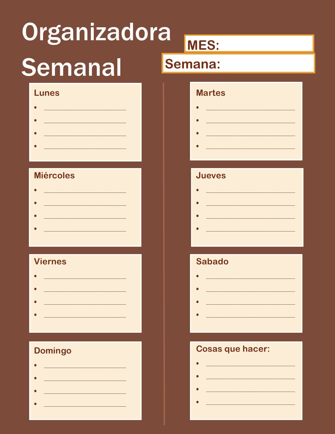Digital Weekly Planner, Instant Download, Organizadora Semanal ...