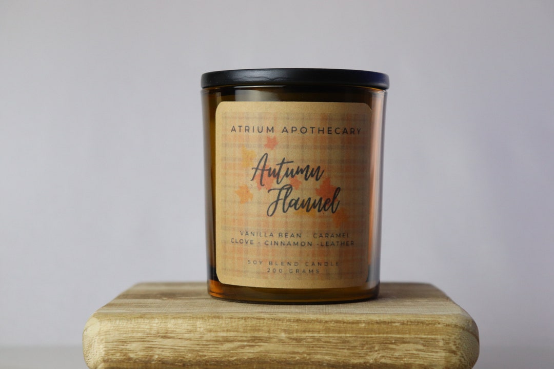 Autumn Flannel Fall Candle 10oz Jar Amber Glass Holiday - Etsy