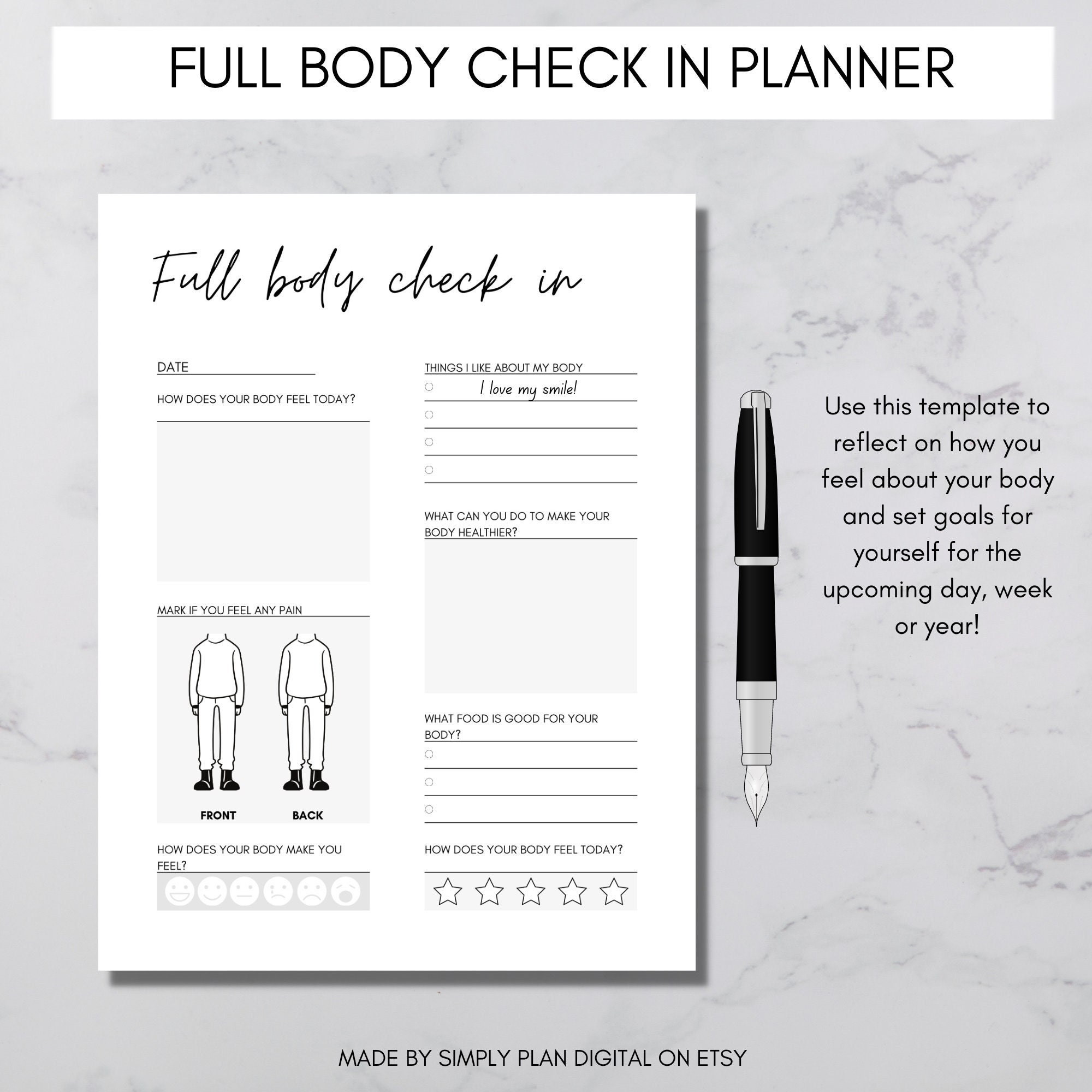 Full Body Check in Planner - Etsy