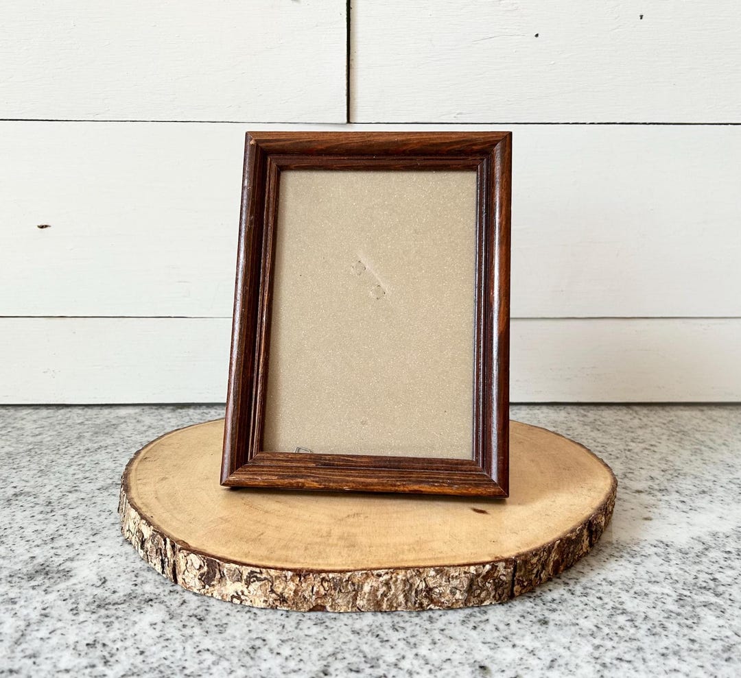 Vintage 5x7 Solid Wood Picture Frame, Rustic Brown Wooden Photo Frame ...