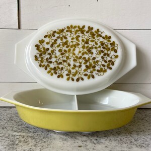 Verde Olives Green Vintage Pyrex Avocado Oval Covered Casserole Divided ...