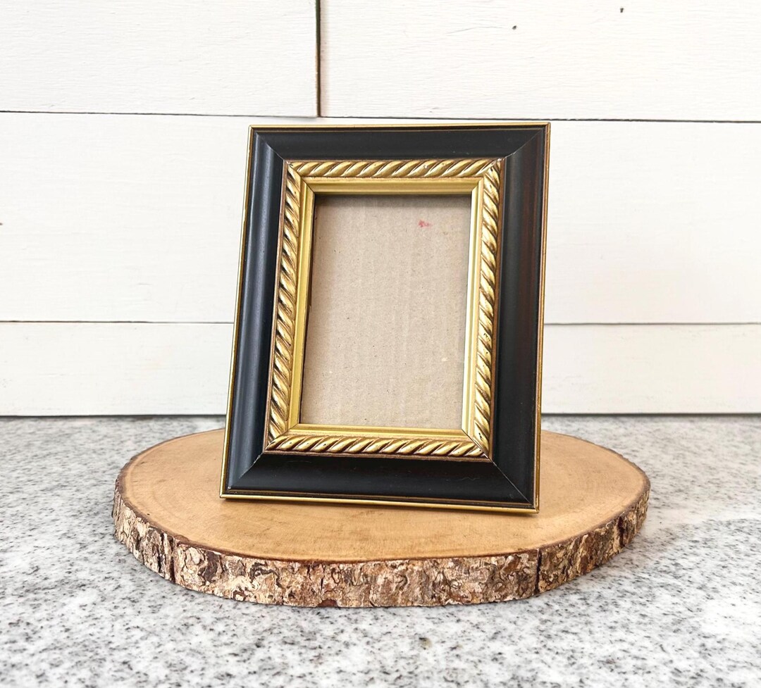 Vintage 3.5x5 Frame Black and Gold, Ornate Rope Detail Photo Frame ...