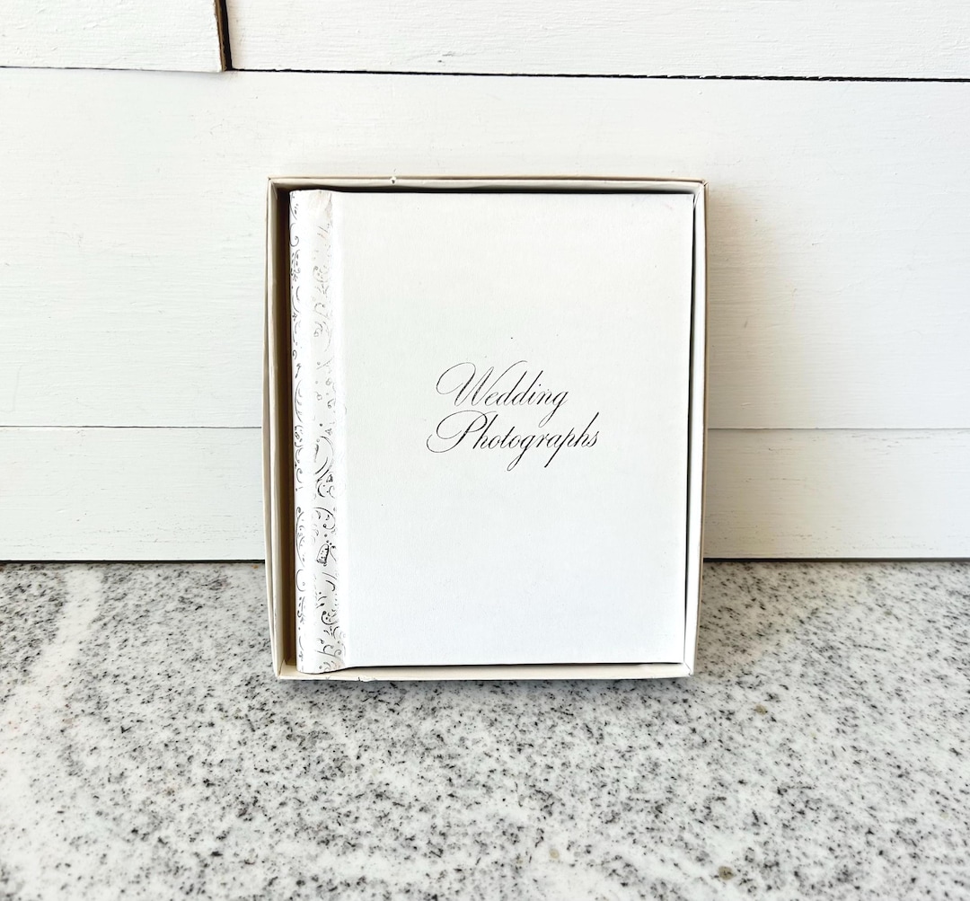 Vintage C.R. Gibson Wedding Album, Ivory Faux Leather Photo Book With Original Box, Mid-century ...