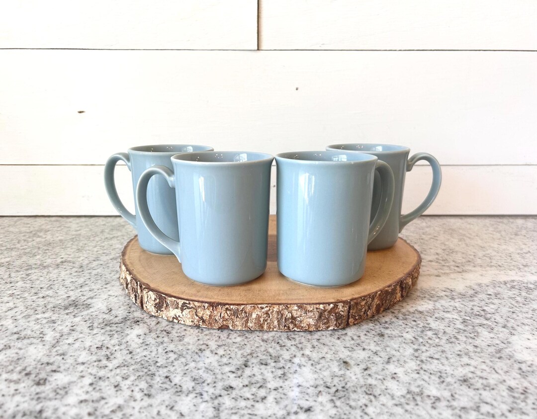 Vintage Corning Blue Coffee Mugs, Set of 4 Pale Dusty Blue Ceramic Mugs ...