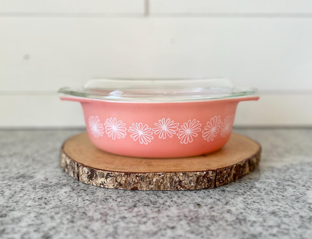 Pink Daisy Vintage Pyrex Oval Covered Casserole Dish With Lid 043 1.5 ...