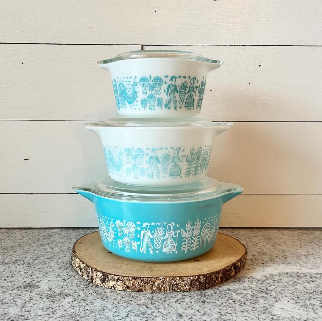 Vintage Pyrex Amish Butterprint Round Casserole Dish Set of 6 Pieces ...