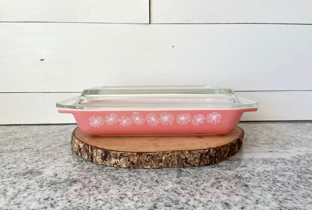 Vintage Pyrex Pink Daisy Space Saver 548-B Casserole & Lid 1 1/4 Quart ...