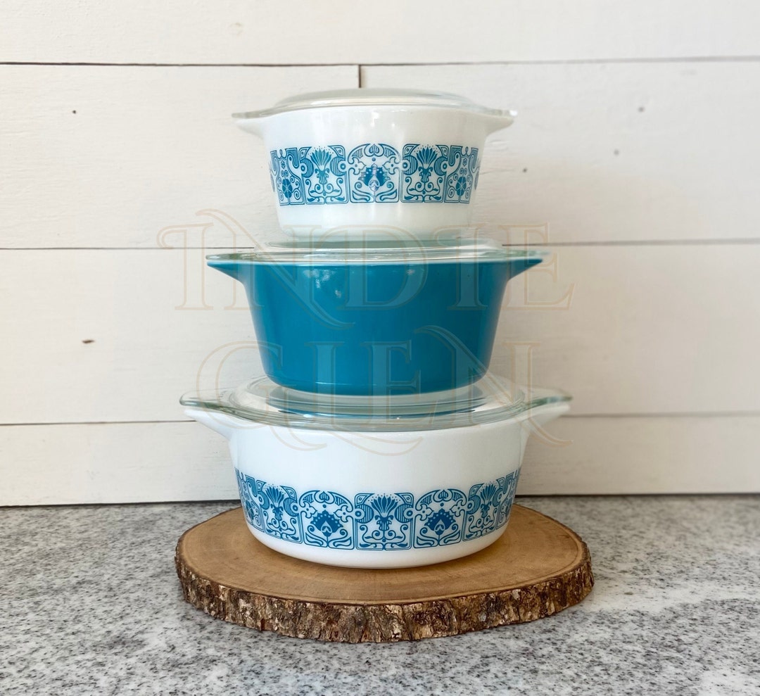 Horizon Blue Vintage Pyrex Round Casserole Set of 6 Pieces 473-475 ...