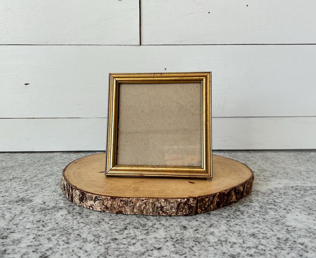 Vintage 5x5 Gold-tone Wood Fetco Picture Frame, Square Distressed Mid ...