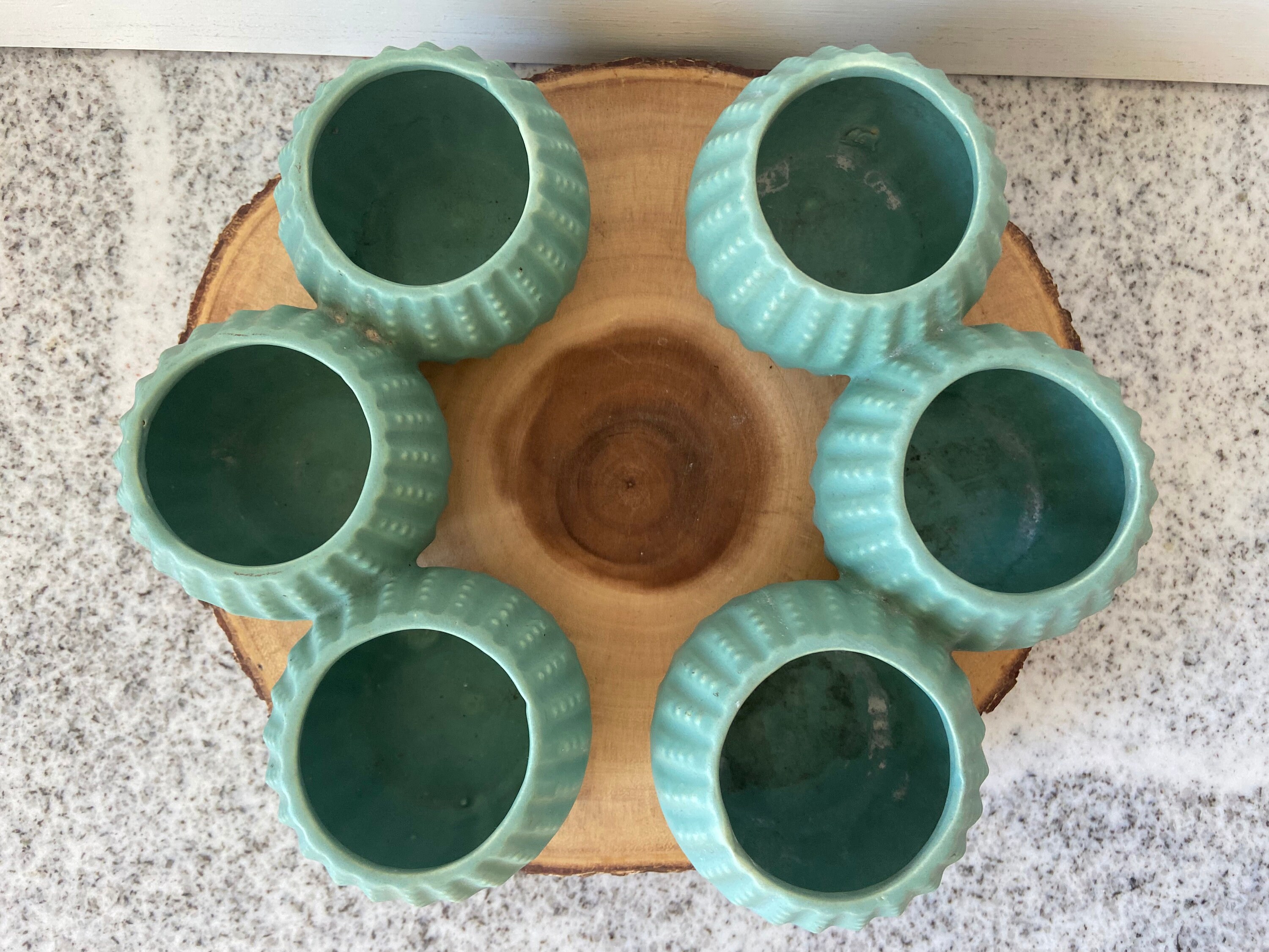 Vintage Pottery Triple Section Pot Planter Pair Green Glaze - Etsy