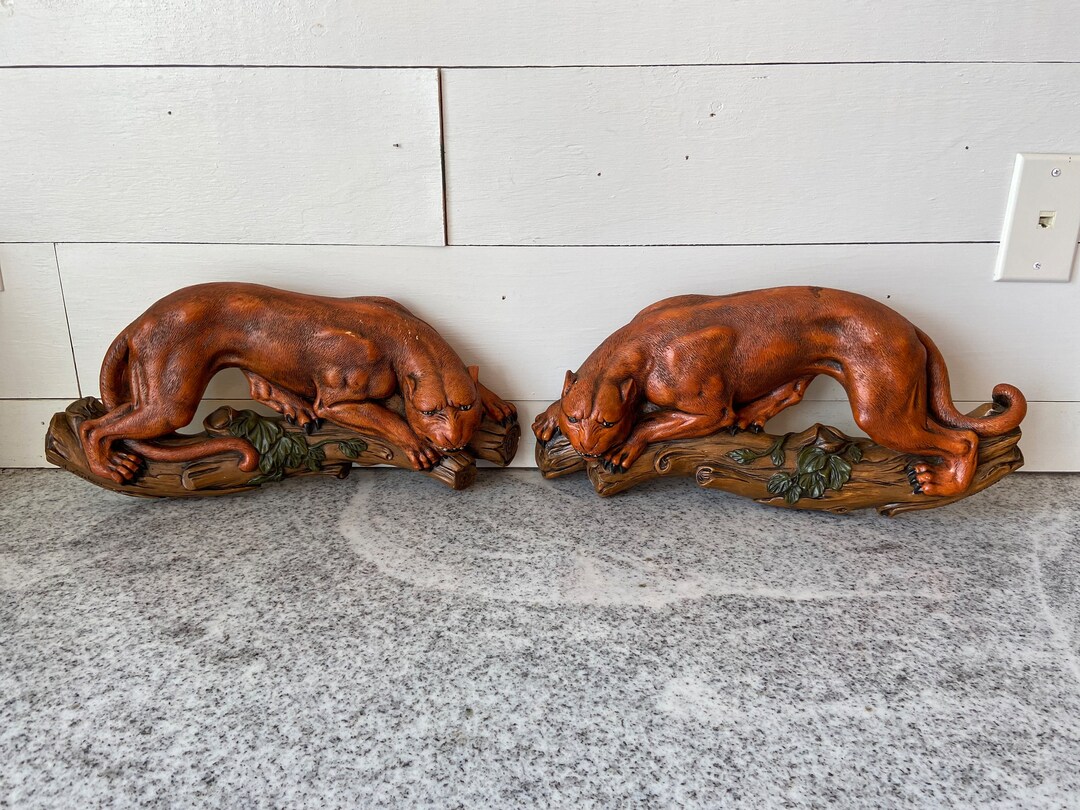 Pair of Rare 1978 Continental Studios of Atlanta Ceramic Panther Wall ...