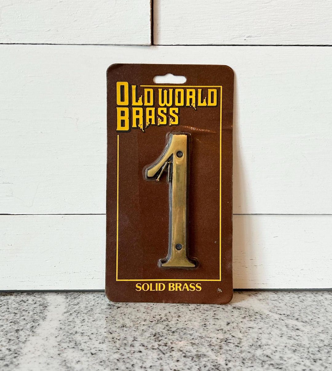 Vintage Solid Brass "1" House Number, Italian-made Address Hardware ...
