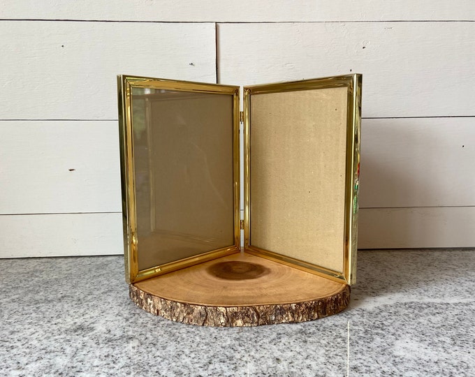 Vintage Brass Bifold Frame 8x10, Antique Style Double Photo Frame ...