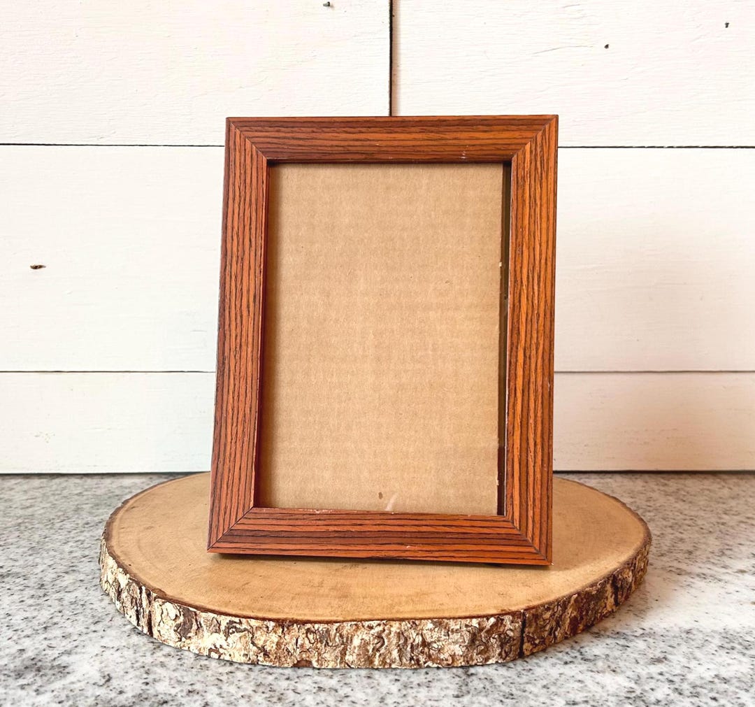 Vintage 5x7 Picture Frame Faux Woodgrain Reddish Brown, Mid Century ...