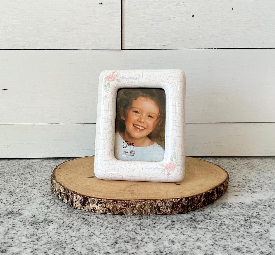 Vintage 3.5 X 5 Picture Frame by Fetco International, Ceramic With Pink ...