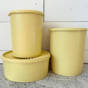 Vintage Tupperware Servalier Canister Set, Muted Yellow Starburst ...