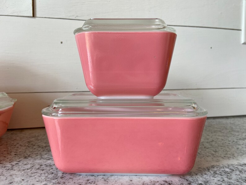 Pink Vintage Pyrex Rare Refrigerator Complete Set of 8 Pieces - Etsy