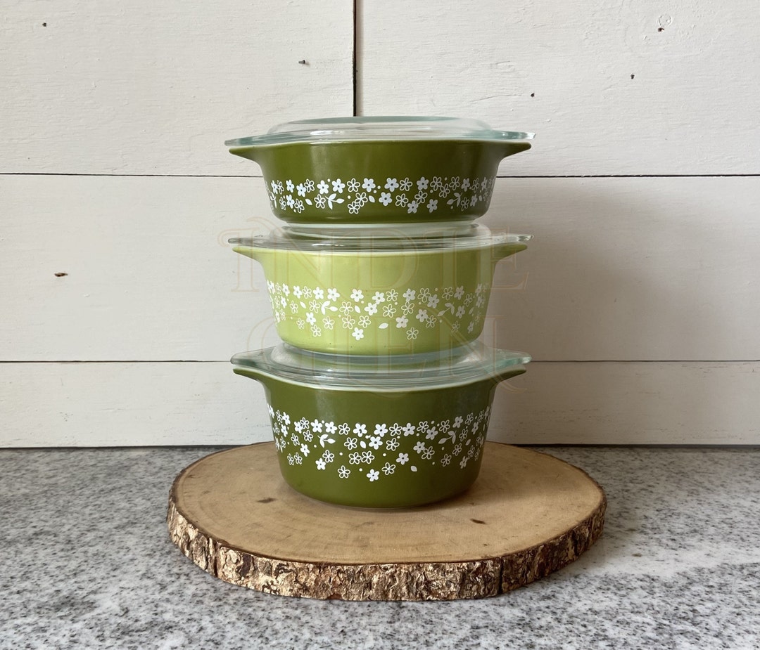 Vintage Pyrex Spring Blossom Round Casserole Set 6 Pieces 471 472 473 ...