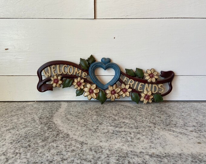 Vintage Cast Metal Welcome Sign, 'welcome Friends', Vintage Wall ...