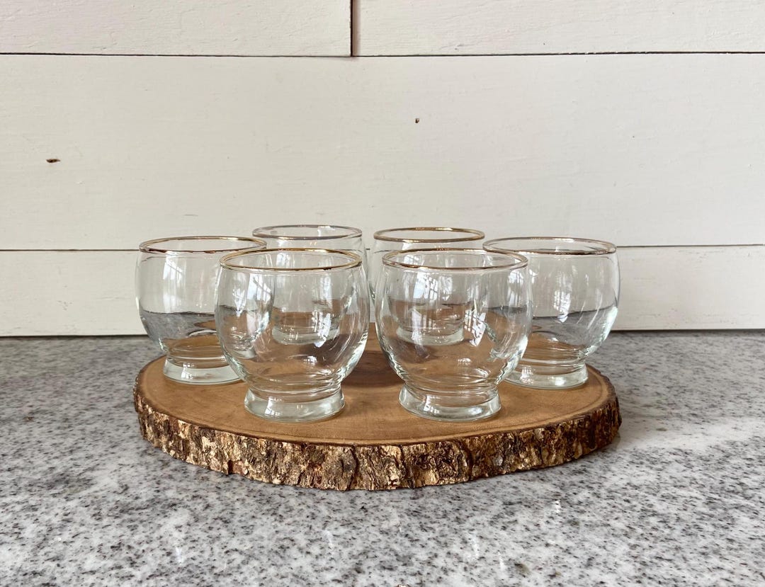 6 Vintage Roly Poly Style Glasses W/ Gold Rim 8oz, Mid-century Modern ...