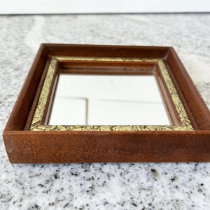 Vintage Square Solid Wood Mirror, Small Wall Mirror With Gold Trim ...
