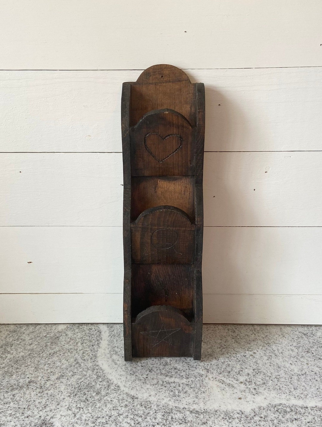 Vintage Solid Wood 3-slot Mail Organizer in Dark Brown, Antique Style ...