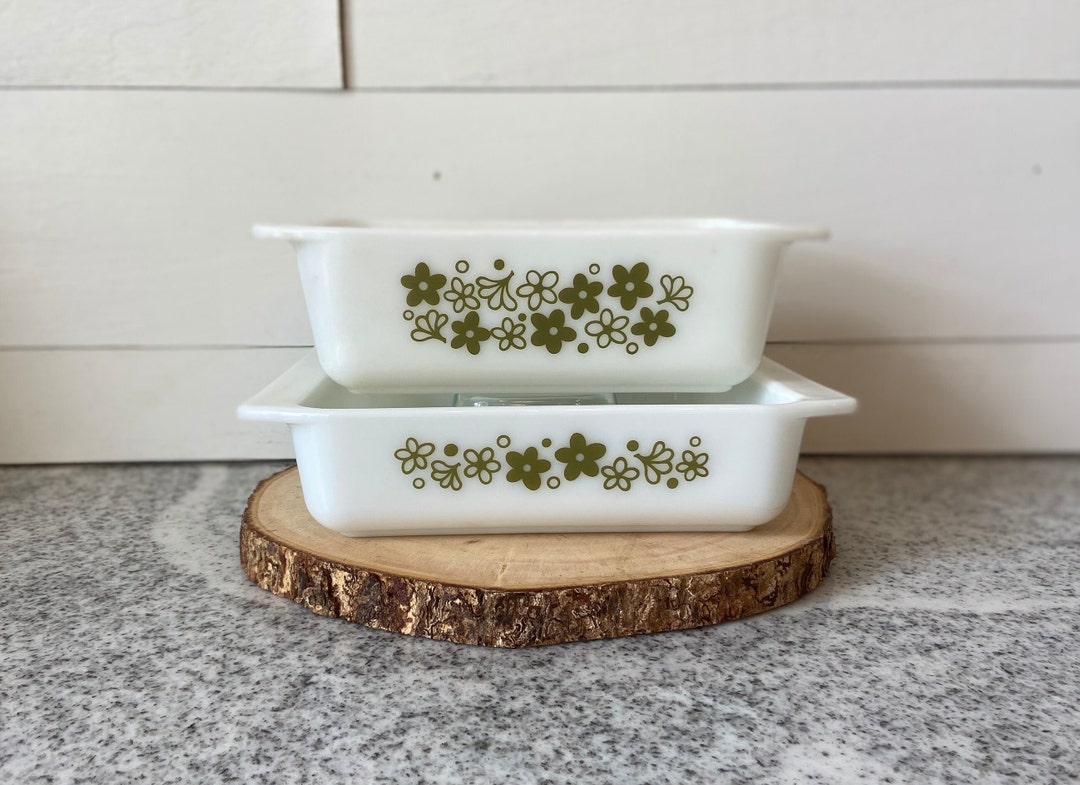 Pair of Spring Blossom Vintage Pyrex Square Casserole Dish and Loaf ...