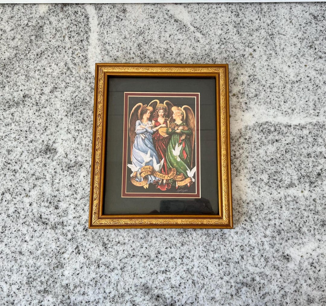 Vintage Christmas Angel Print, "hark the Herald Angels Sing" Wall Art ...