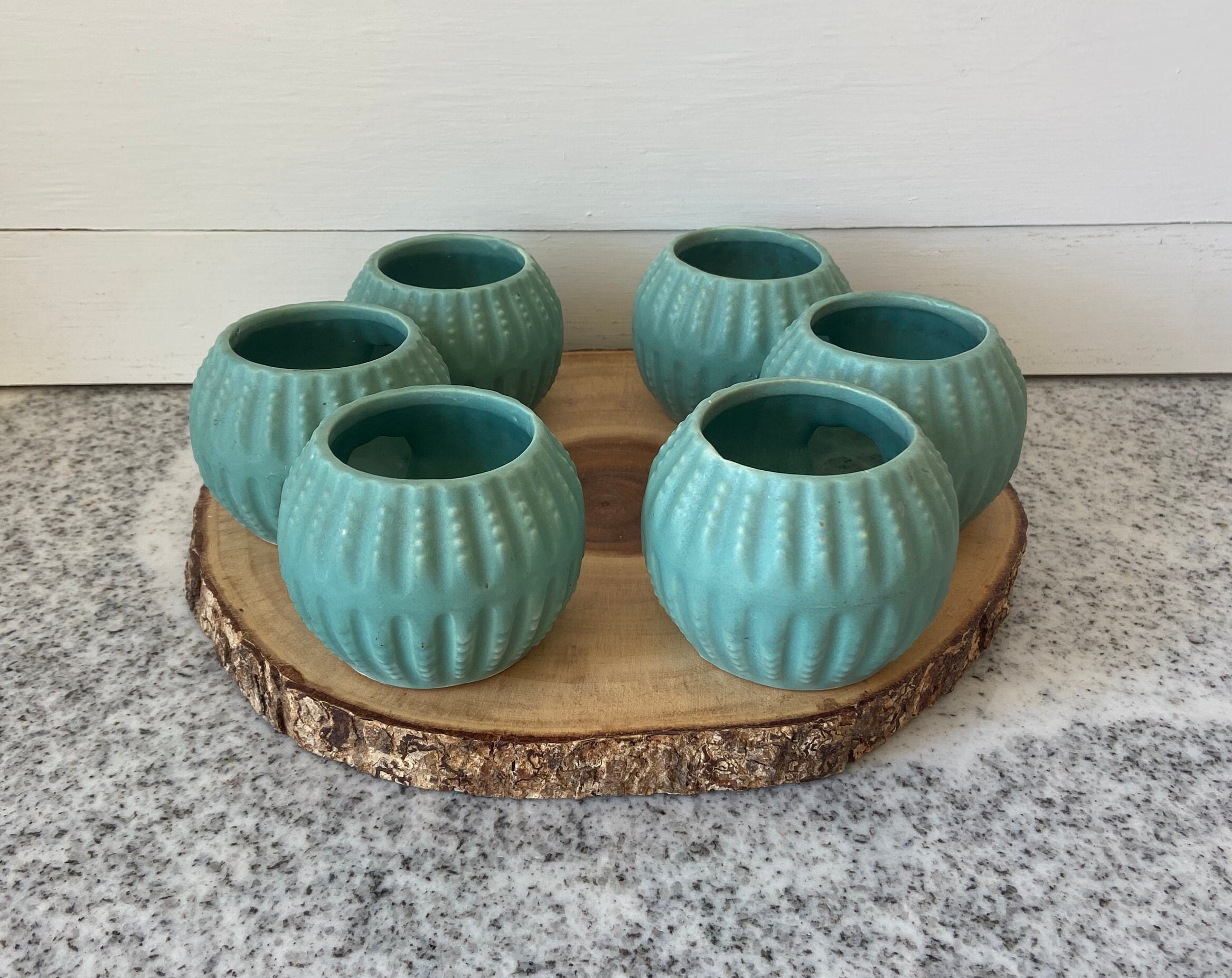 Vintage Pottery Triple Section Pot Planter Pair Green Glaze - Etsy
