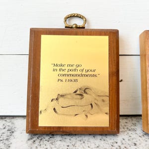 Vintage Wood & Brass Bible Verse Wall Plaque Set, Christian Decor ...