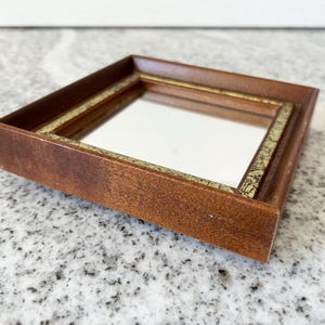Vintage Square Solid Wood Mirror, Small Wall Mirror With Gold Trim ...