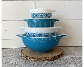 Pyrex Horizon Blue Cinderella Mixing Bowl Set - Etsy