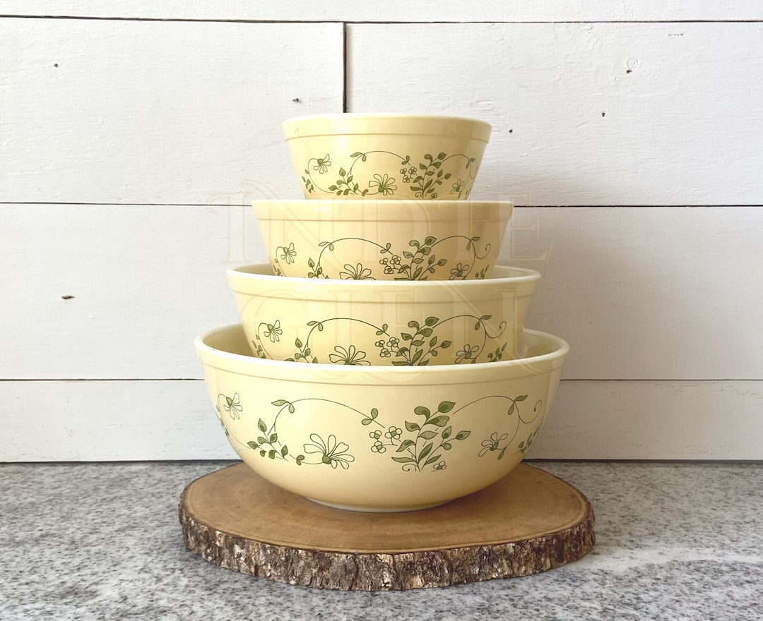 Vintage Pyrex Shenandoah or Wintergreen Complete Mixing Bowl Set 401 ...
