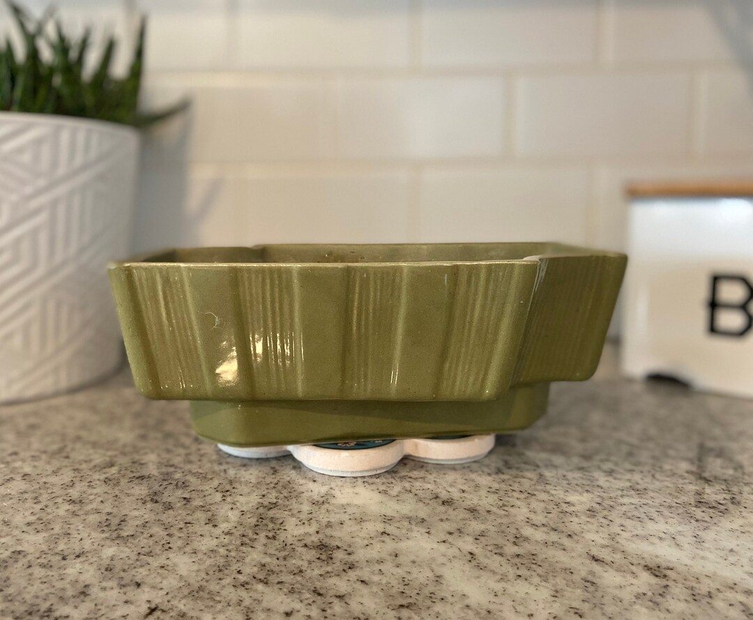 Cookson Pottery Vintage Planter Pot Avocado Green Herbs Indoor Plant ...