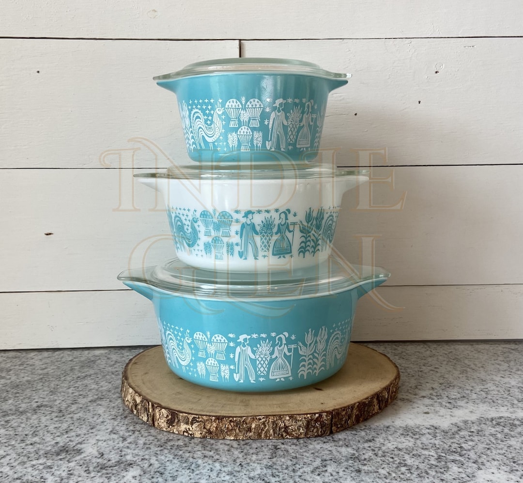 Vintage Pyrex Amish Butterprint Round Casserole Dish Set of 6 Pieces ...