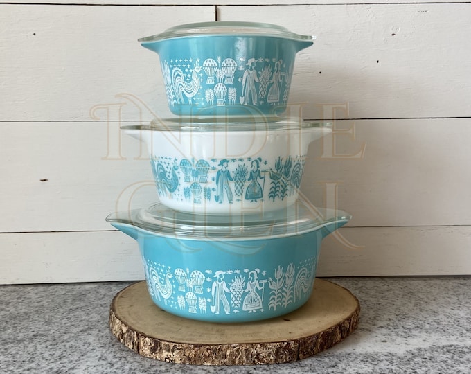 Vintage Pyrex Amish Butterprint Round Casserole Dish Set of 6 Pieces ...