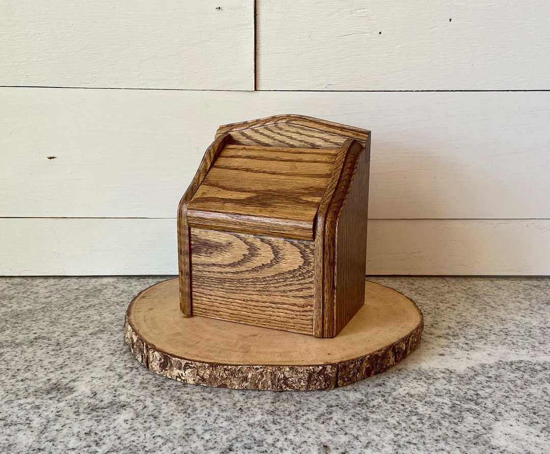 Vintage Solid Oak Wood Recipe Box, Mid-century Kitchen Organizer for ...