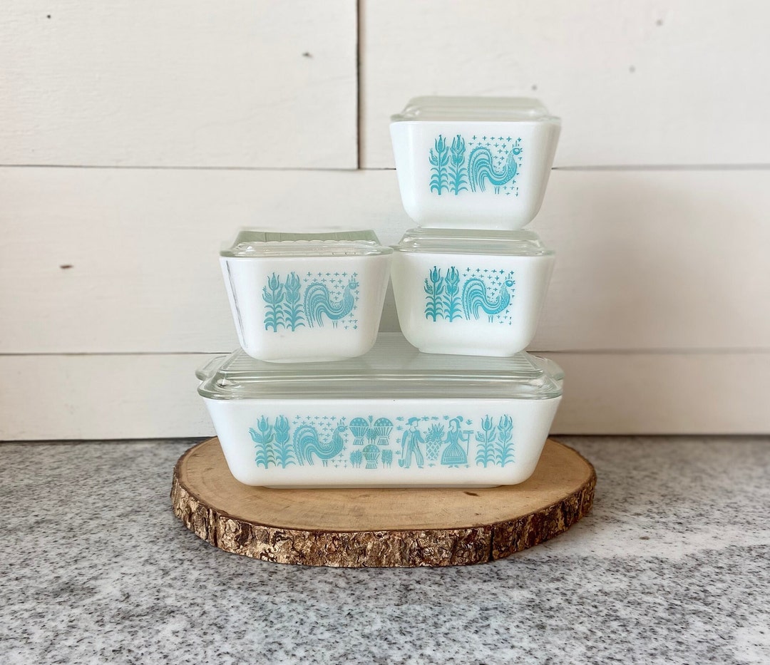 Amish Butterprint Vintage Pyrex Complete Refrigerator Set 8 Pieces 501 ...