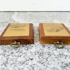 Vintage Wood & Brass Bible Verse Wall Plaque Set, Christian Decor ...