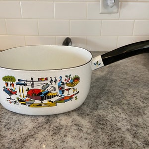 MCM Vintage Enamel Cookware Pots & Pans Set of 6 Pieces Georges Briard ...