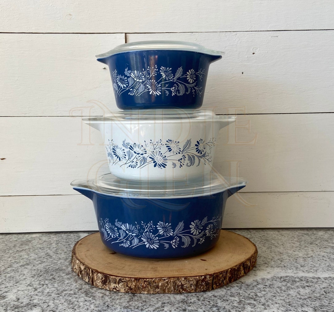 Vintage Pyrex Colonial Mist Round Casserole Set of 6 Pieces 473 474 475 ...