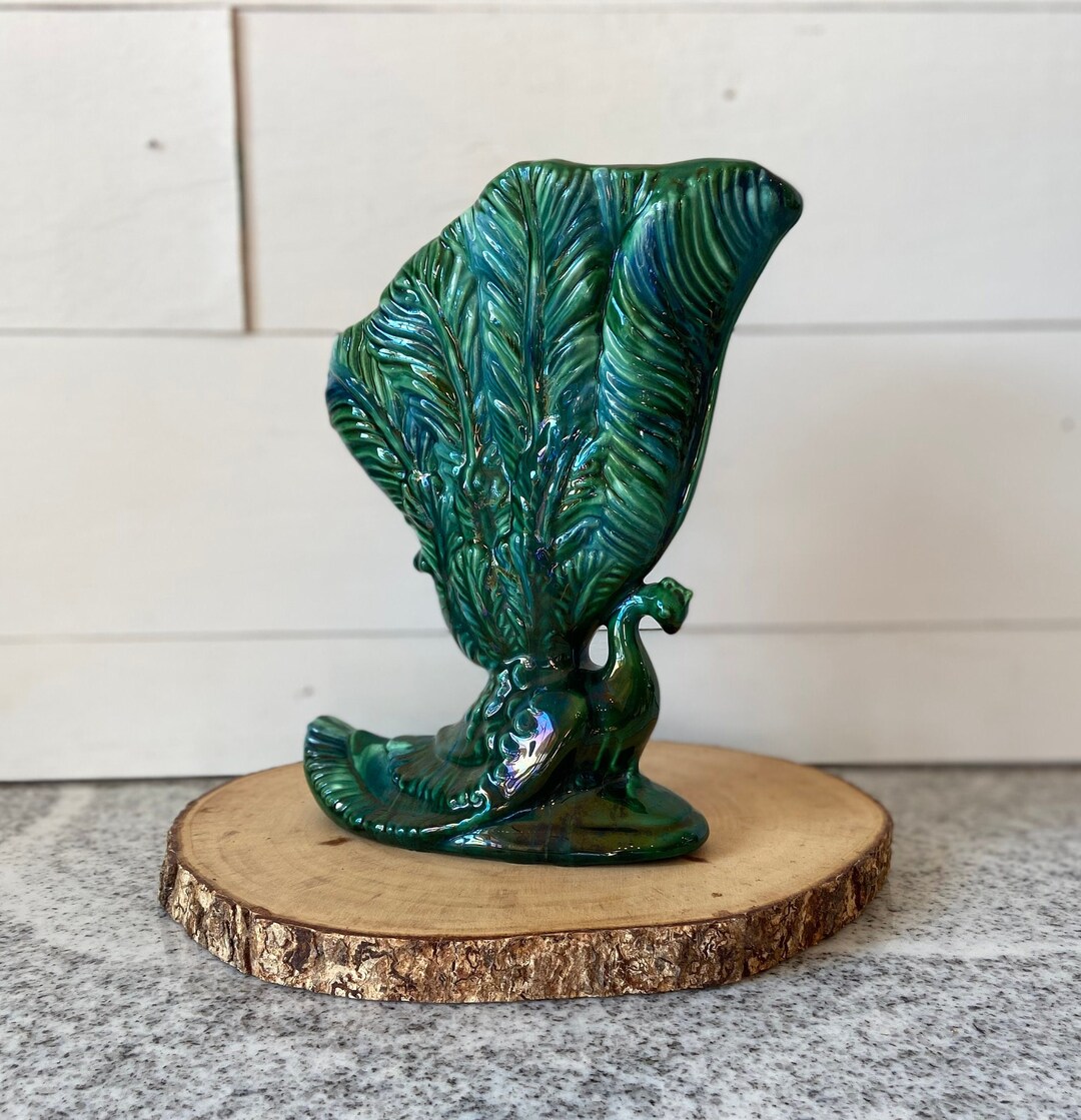 Vintage Royal Haeger Pottery Blue Green Large Peacock Vase MCM Vintage ...