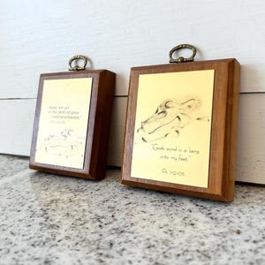 Vintage Wood & Brass Bible Verse Wall Plaque Set, Christian Decor ...